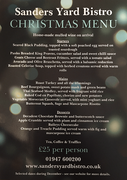 2017 Christmas Party Menu Launched - Sanders Yard Bistro